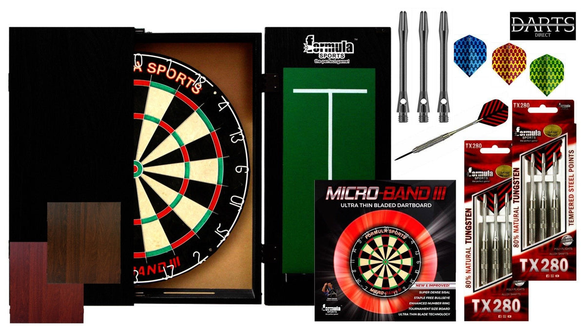 FORMULA Micro Band 3 Dartboard, Cabinet, Tungsten Darts & Accessories ...